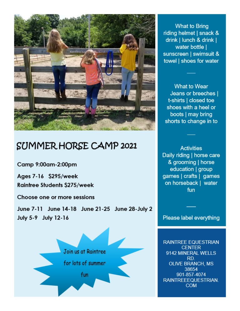 SUMMER HORSE CAMP KIDS CAMP | Raintree Equestrian Center